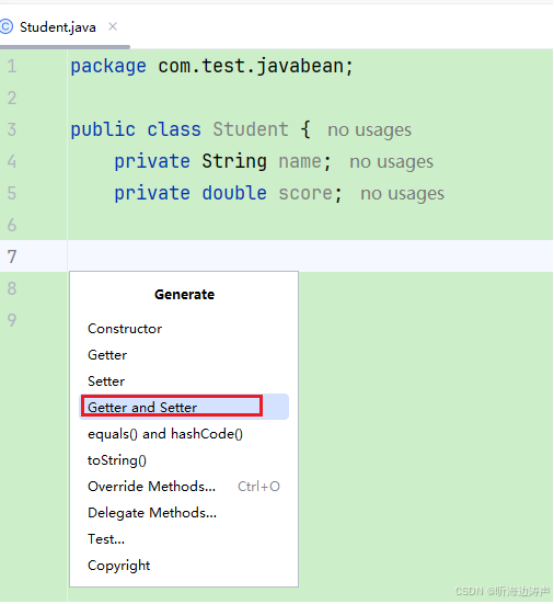 在IDEA中怎么快速生成Java成员变量的setter和getter方法_idea自动生成getter和setter方法-CSDN博客