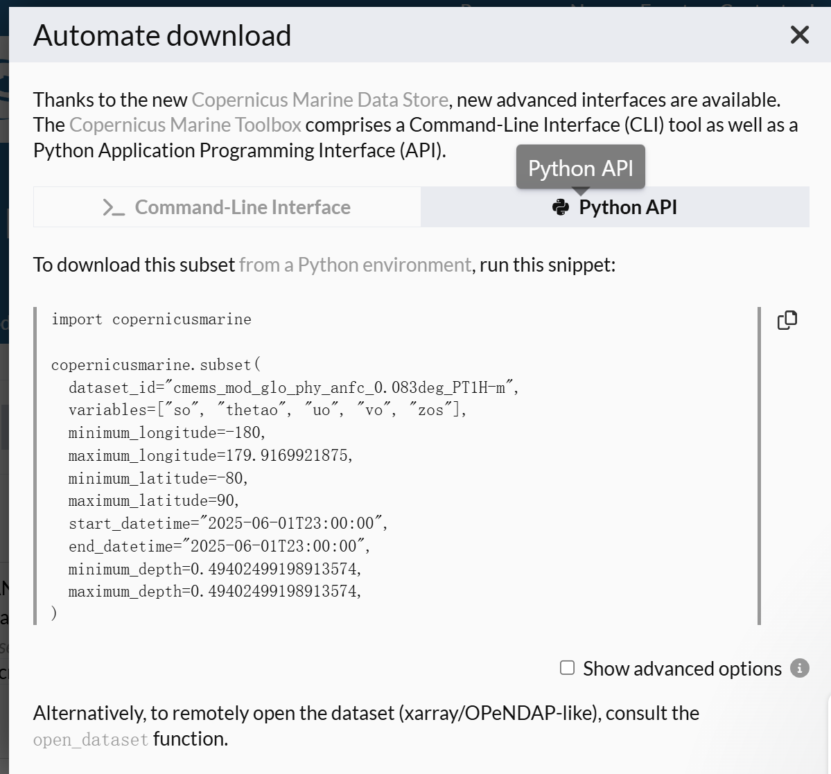 使用提供的API（copernicusmarine.Subset）下载哥白尼数据_python copernicusmarine-CSDN博客