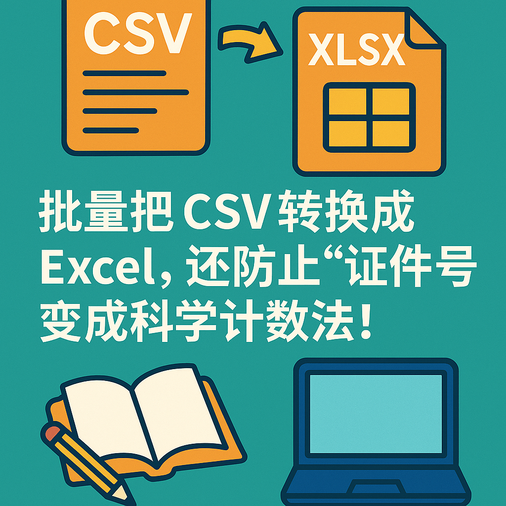 Python 批量把 Csv 转换成 Excel,还防止 证件号”变成科学计数法!python把csv转excel怎么不进行科学记数法