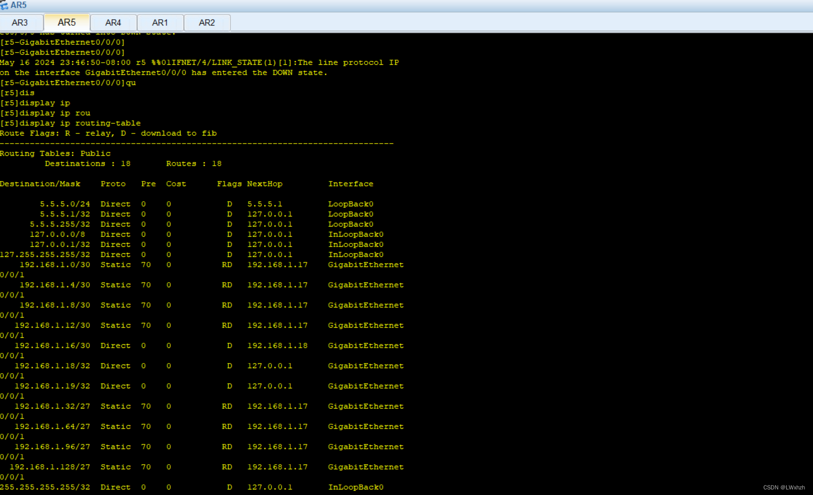 HCIA--静态路由实验-CSDN博客