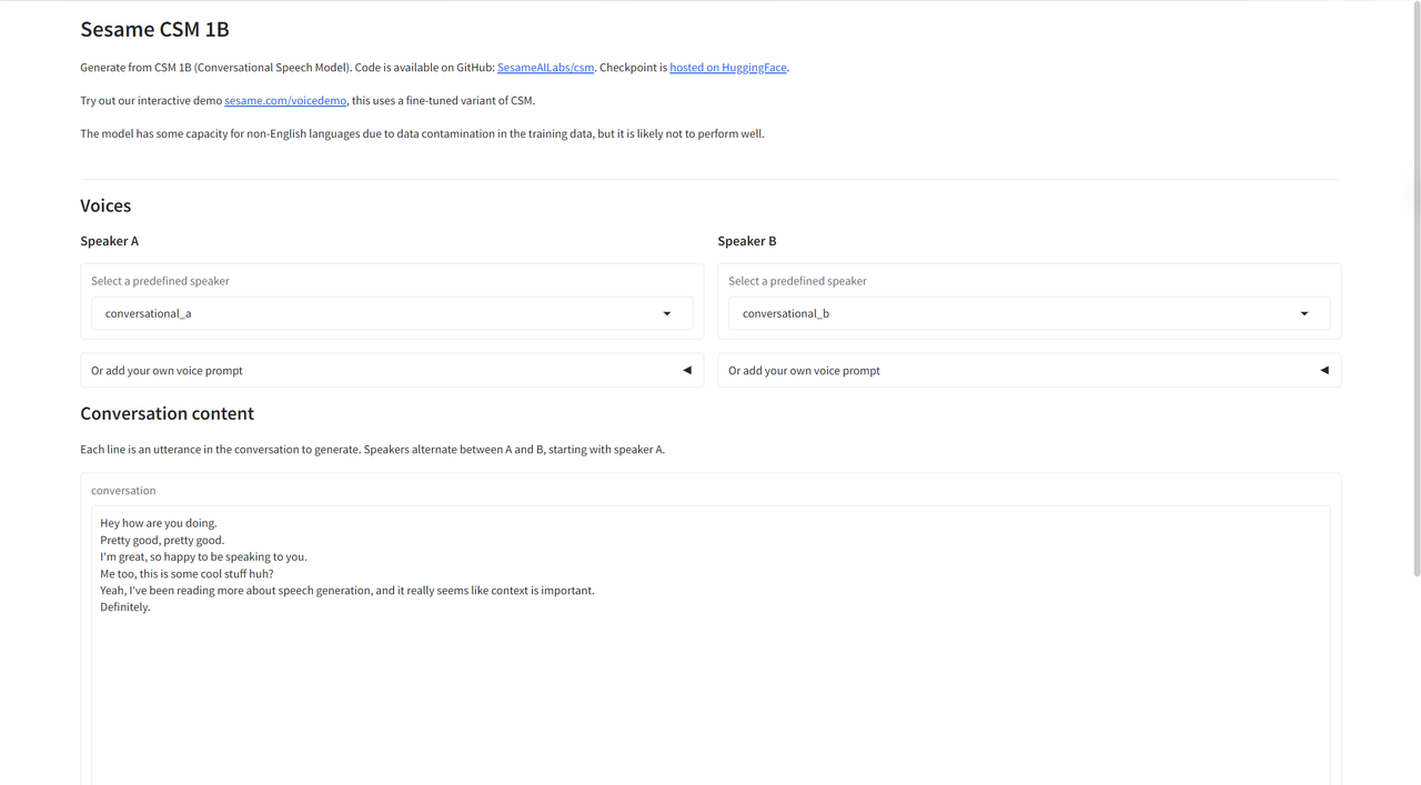 AI 也能有温度，CSM-1B 一键生成更有情感的双人语音对话_sesame csm 1b-CSDN博客