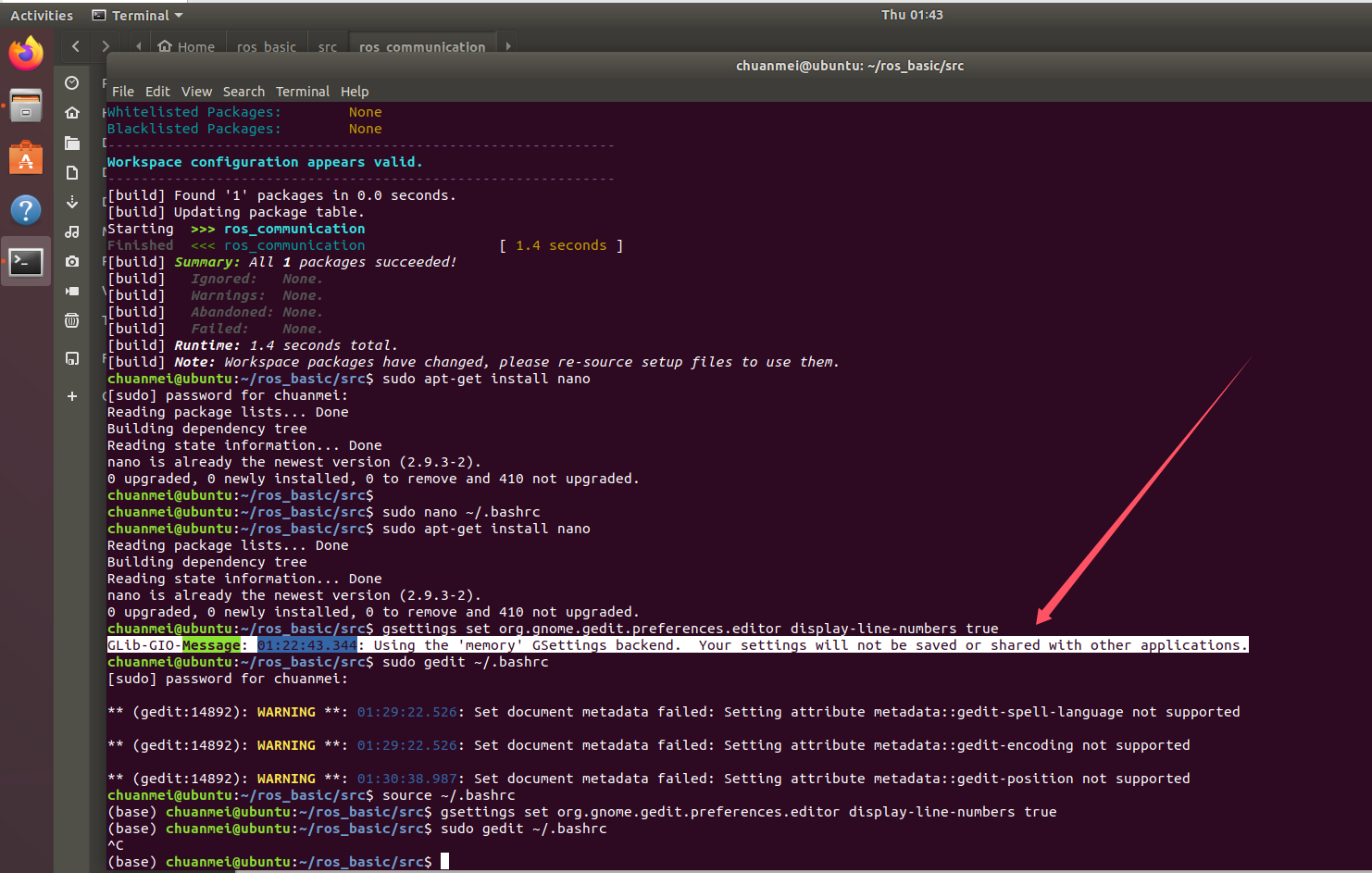 GLib-GIO-Message: 01:22:43.344: Using the ‘memory‘ GSettings backend. Your settings will not be ...