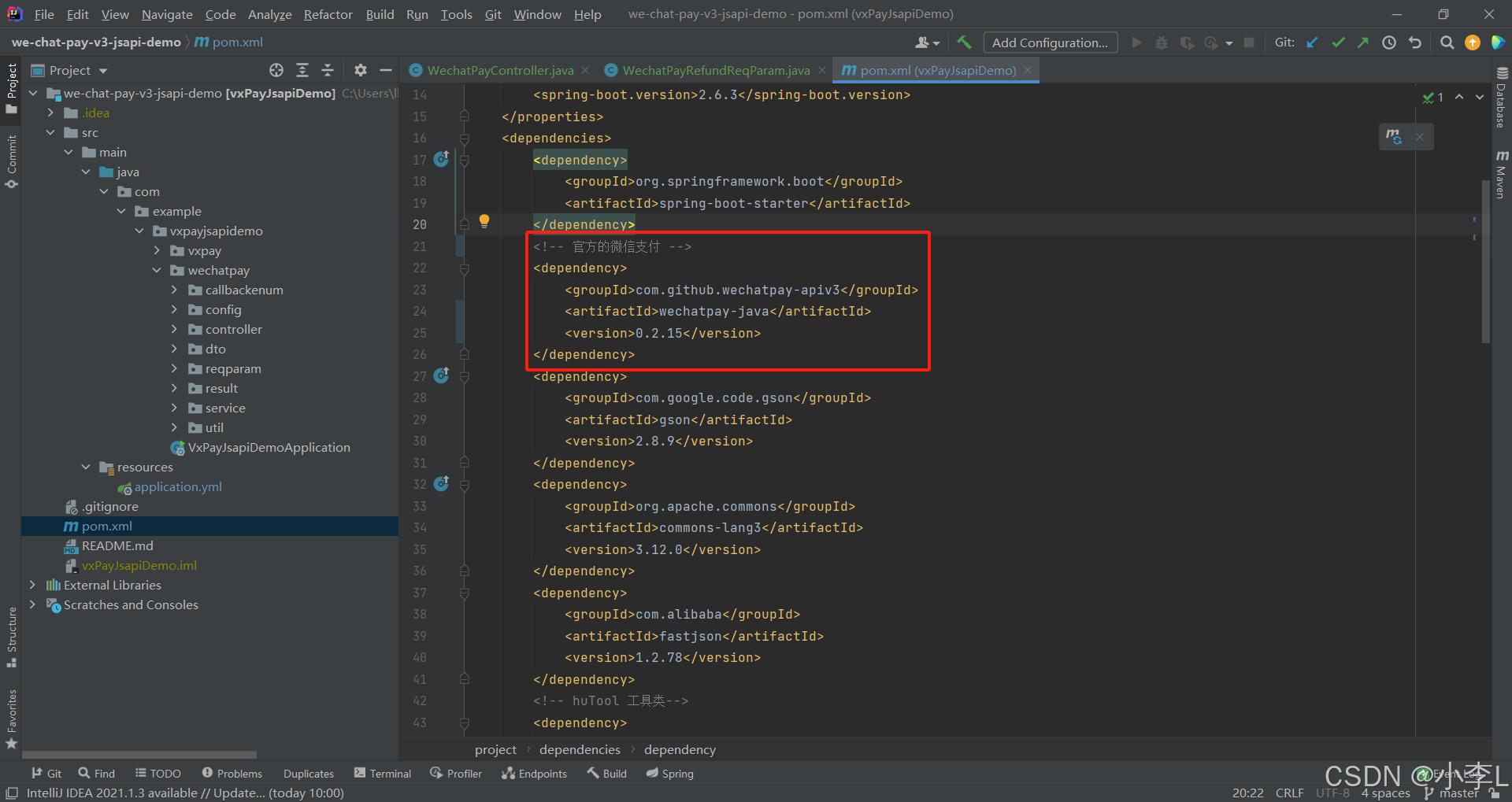 SpringBoot整合微信小程序接入微信支付v3，jsapi支付、退款 公钥验签教程，含支付和退款Demo。_微信jsaip支付 回调demo-CSDN博客