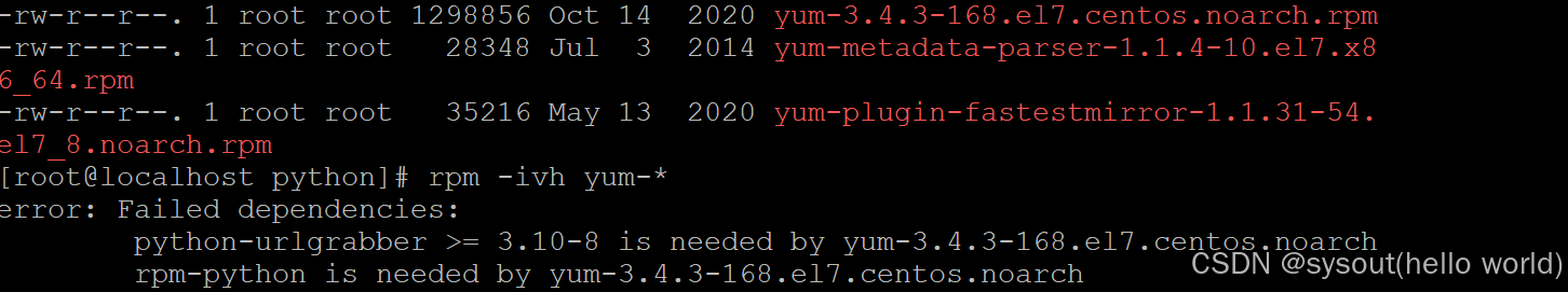 centos安装yum命令报错问题，python-urlgrabber ＞= 3.10-8 is needed by xxx/rpm-python is needed by xxx-CSDN博客