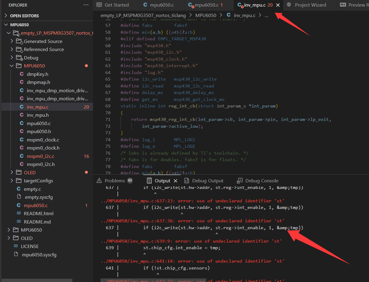 ./MPU6050/inv_mpu.c:651:9: error: use of undeclared identifier ‘st‘6511st.chip_cfg.int_enable ...
