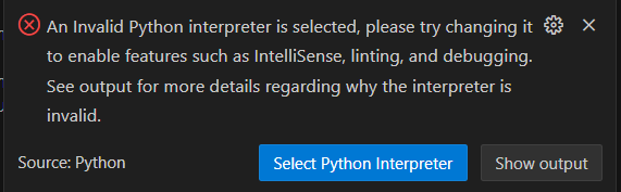 VSCODE解释器可以查看到对应conda环境但无法激活_an invalid python interpreter is selected ...