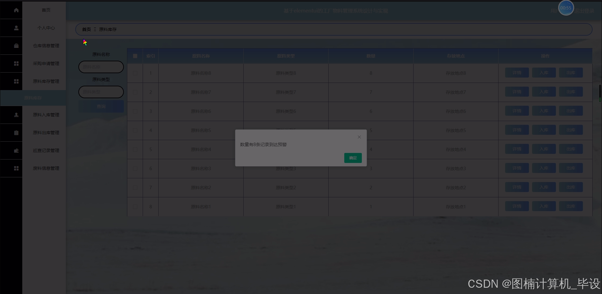 基于django+vue+Vue基于elementui的工厂物料管理系统设计与实现【开题报告+程序+论文】-计算机毕设_django ...