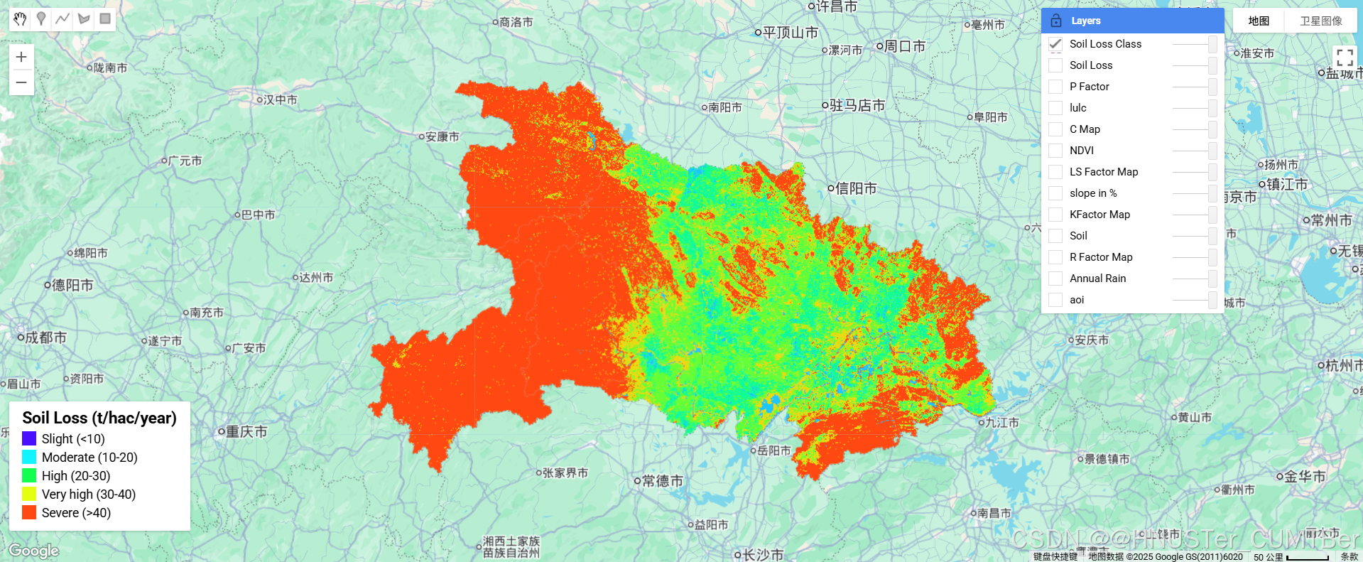 基于 GEE 利用通用土壤流失方程 Universal Soil Loss Equation（USLE）结合 CHIRPS、Sentinel ...