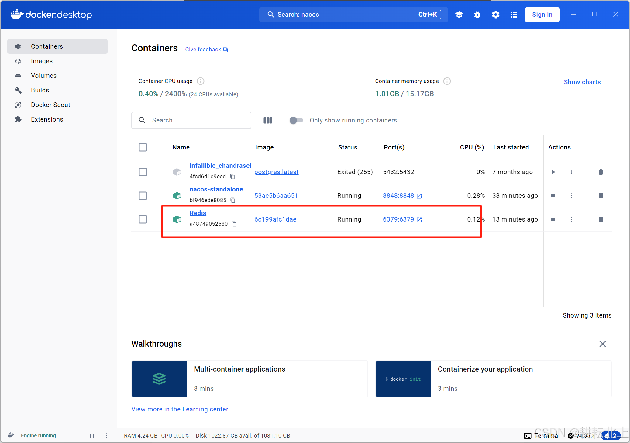 Windows docker 启动 redis 和 nacos_windows docker 启动redis-CSDN博客