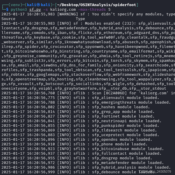 SpiderFoot：一款强大的开源OSINT神器！全参数详解教程！Kali Linux 教程！-CSDN博客