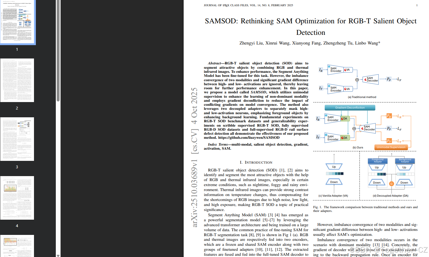 SAMSOD: Rethinking SAM Optimization for RGB-T Salient Object Detection ...