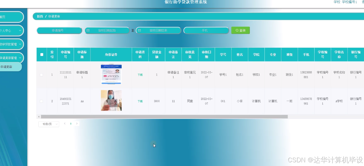 基于nodejsvue银行助学贷款管理系统 开题源码程序论文 计算机毕业设计 Csdn博客