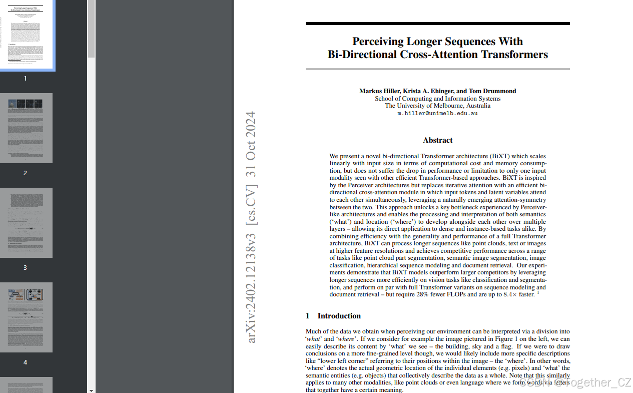 BiXT：Perceiving Longer Sequences With Bi-Directional Cross-Attention Transformers—感知更长序列基于双向交叉注意 ...