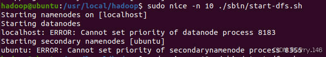 输入命令./sbin/start-dfs.sh时，出现报错：ERROR: Cannot set priority of datanode process的解决办法-CSDN博客