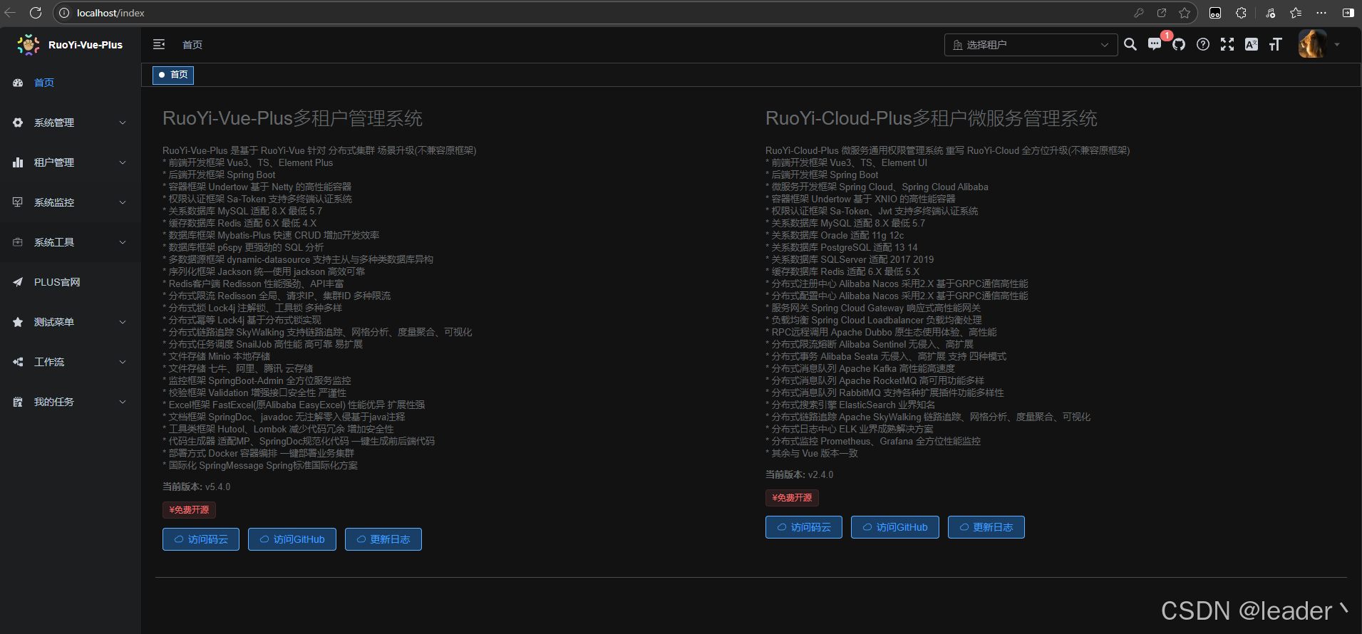 若依框架RuoYi-Vue-Plus（项目搭建及使用教程）_ruoyi-plus-CSDN博客