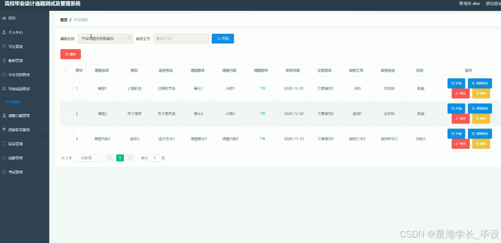 Nodejs毕设高校毕业设计选题测试及管理系统论文程序github Node Js 毕业设计 Csdn博客