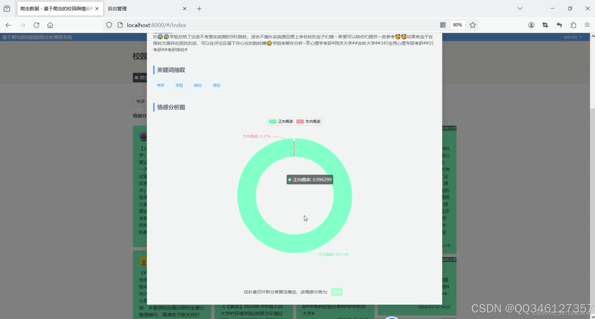 大数据毕业设计：python校园舆情分析系统 可视化 情感分析 朴素贝叶斯分类算法 爬虫（源码）python 高校舆情 Csdn博客