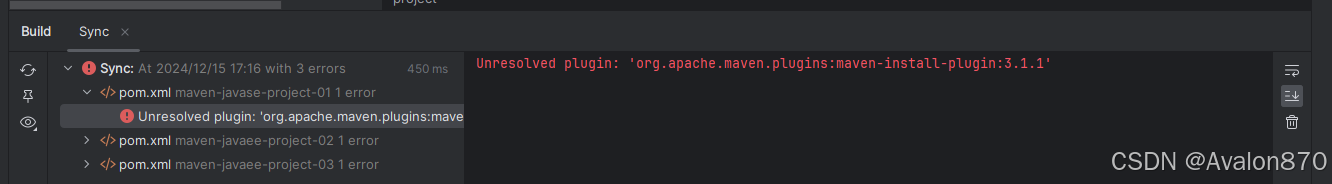 maven配置报错：Unresolved plugin: ‘org.apache.maven.plugins:maven-install-plugin:3.1.1‘_unresolved ...