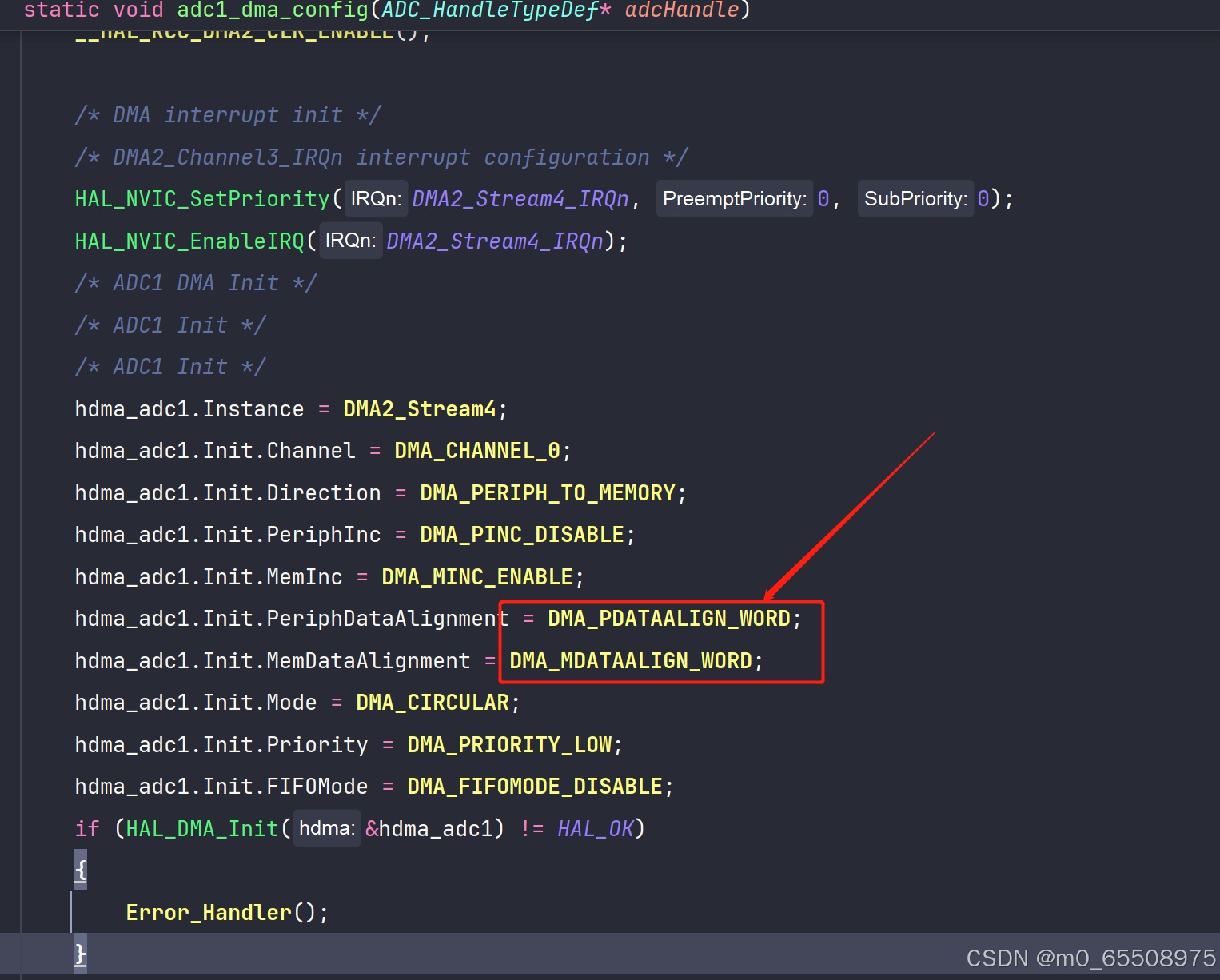 adc+dma的简单运用遇到的问题（采集内部温度传感器）_hal库adc多通道dma传输进入hardfault-CSDN博客