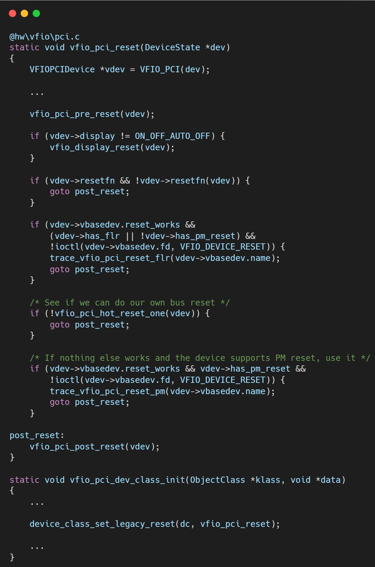 VFIO框架源码分析（十二）- QEMU VFIO 设备复位策略 (Reset) 的多级保障-CSDN博客