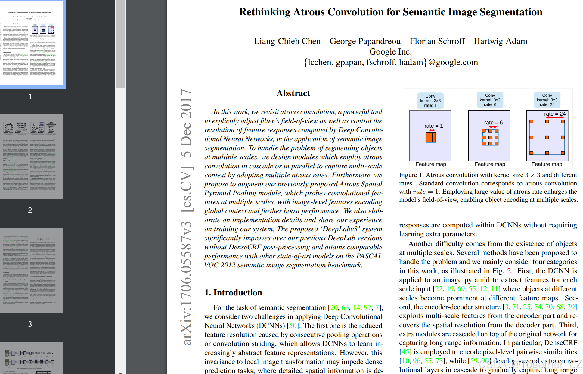 DeepLabv3：Rethinking Atrous Convolution for Semantic Image Segmentation——重新思考用于语义图像分割的空洞卷积-CSDN博客