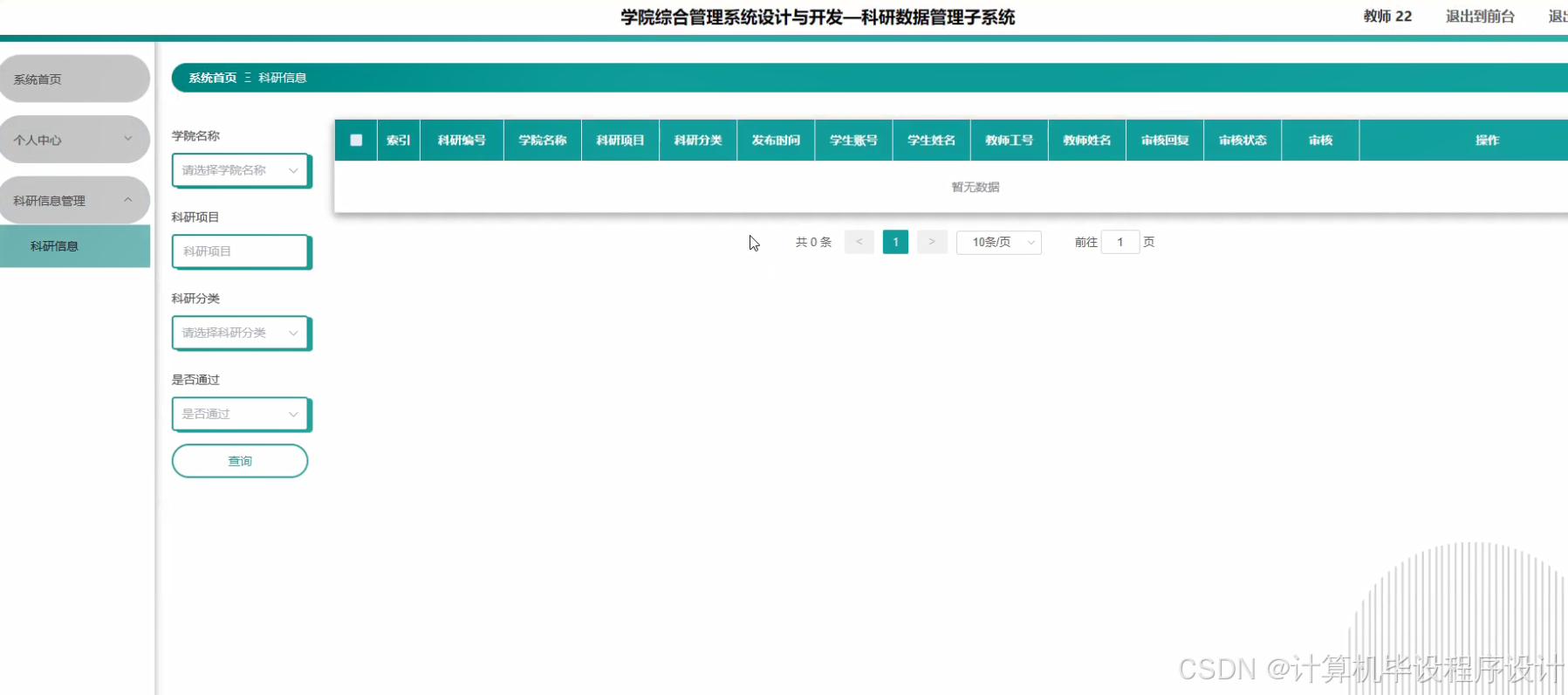 【开题报告】基于springbootvue学院综合管理系统设计与开发—科研数据管理子系统（程序源码论文 计算机毕业设计 Csdn博客