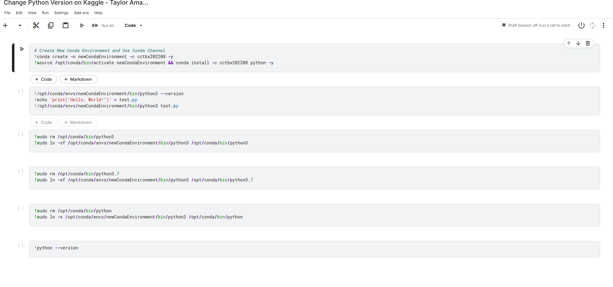 Kaggle平台搭建指定Python版本CUDA版本Pytorch版本_kaggle python版本-CSDN博客