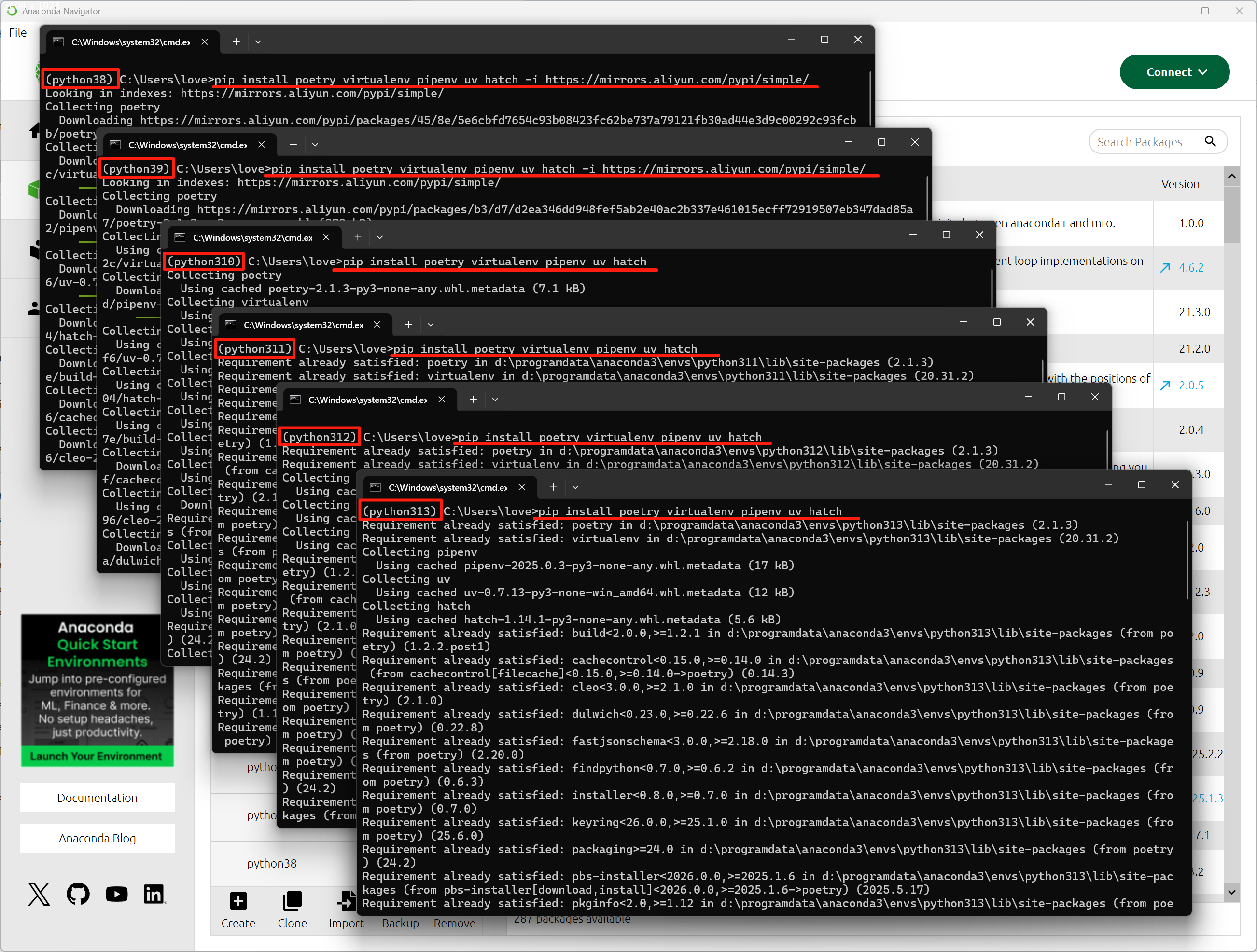 【零基础】Python 多版本虚拟环境管理与隔离实战——支持 Anaconda、Poetry、Pipenv、venv、uv、Hatch、PyCharm、VS Code 的统一工具链方案 ...