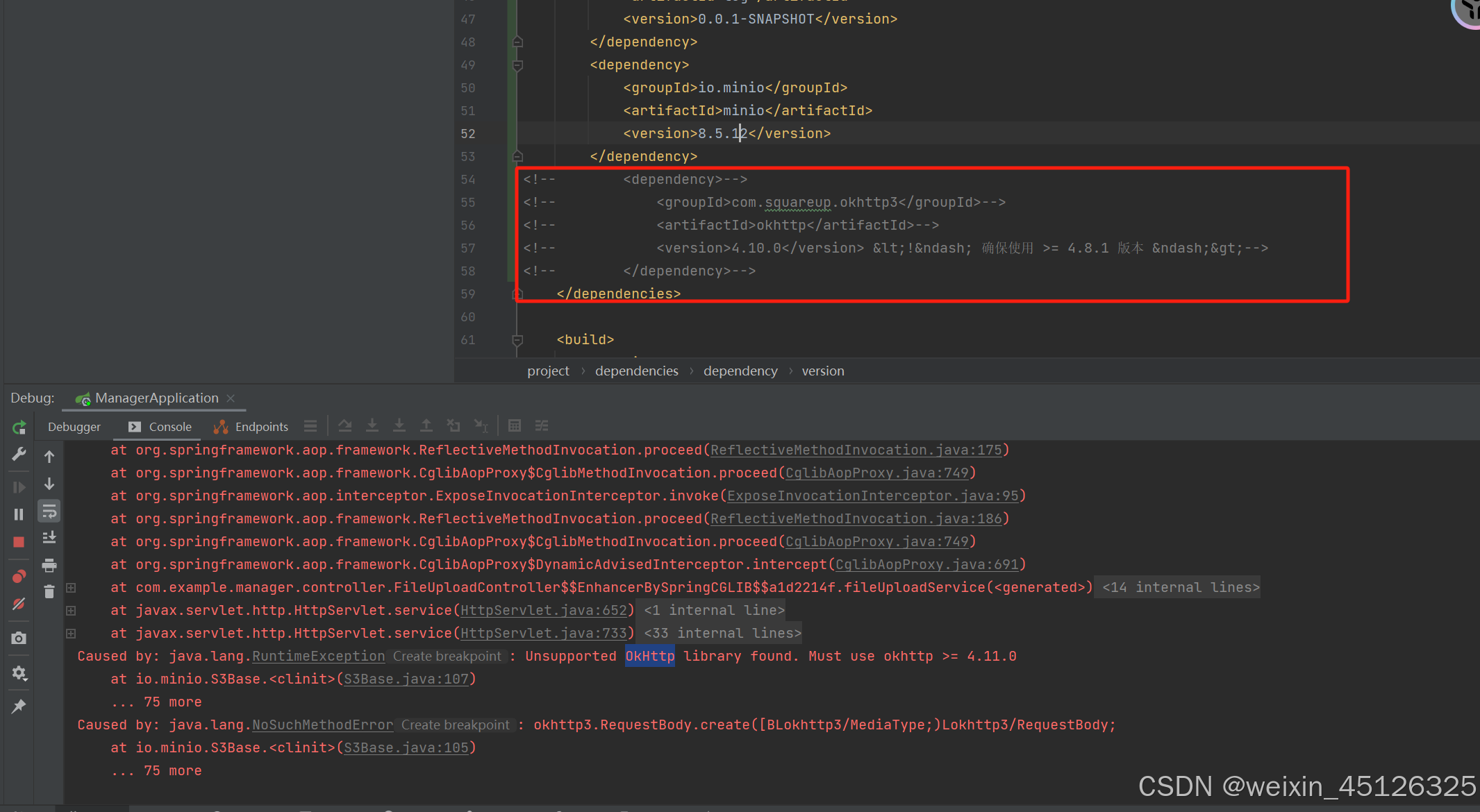 spring集成minio中创建客户端的报错_cannot invoke "io.minio.minioclient.putobject(io.m-CSDN博客