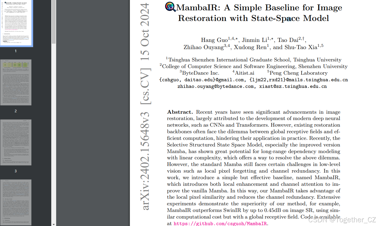 MambaIR: A Simple Baseline for ImageRestoration with State-Space Model ...