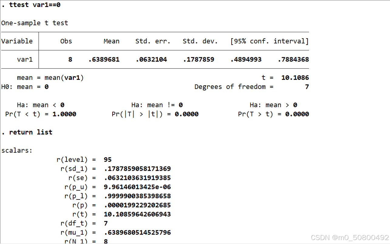 Stata导出多个变量单样本 t 检验的结果_stata ttest-CSDN博客