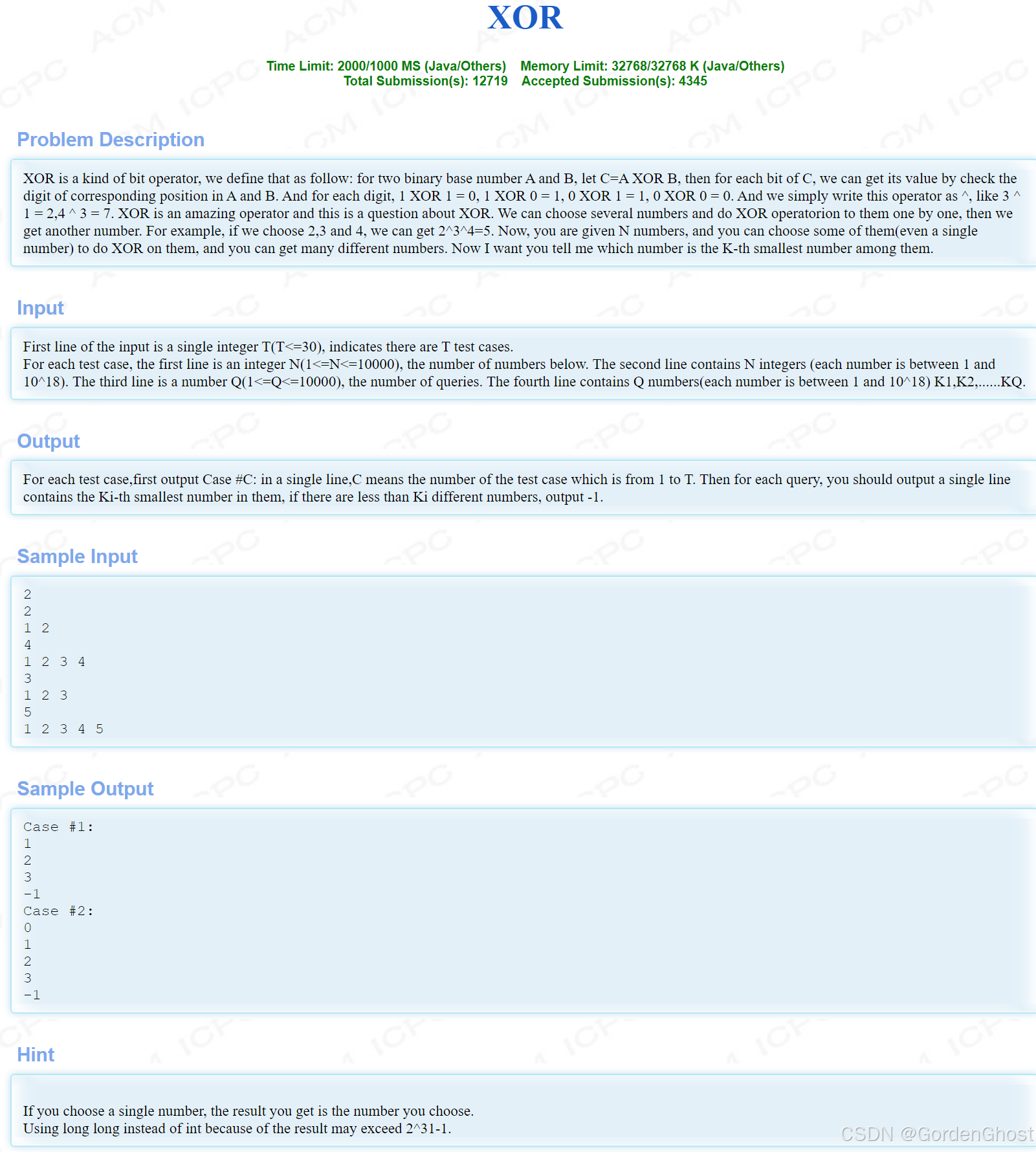 XOR（hduoj3949）-CSDN博客