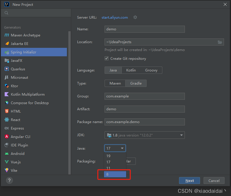 解决Spring Initializr只能创建为Java 17版本以上的问题_spring 只能选到java17-CSDN博客