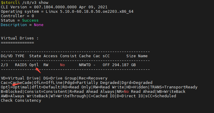 使用 storcli 工具： RAID5 的重建（Rebuild）/同步（Init）/校验（Check Consistency）等操作的进度 ...