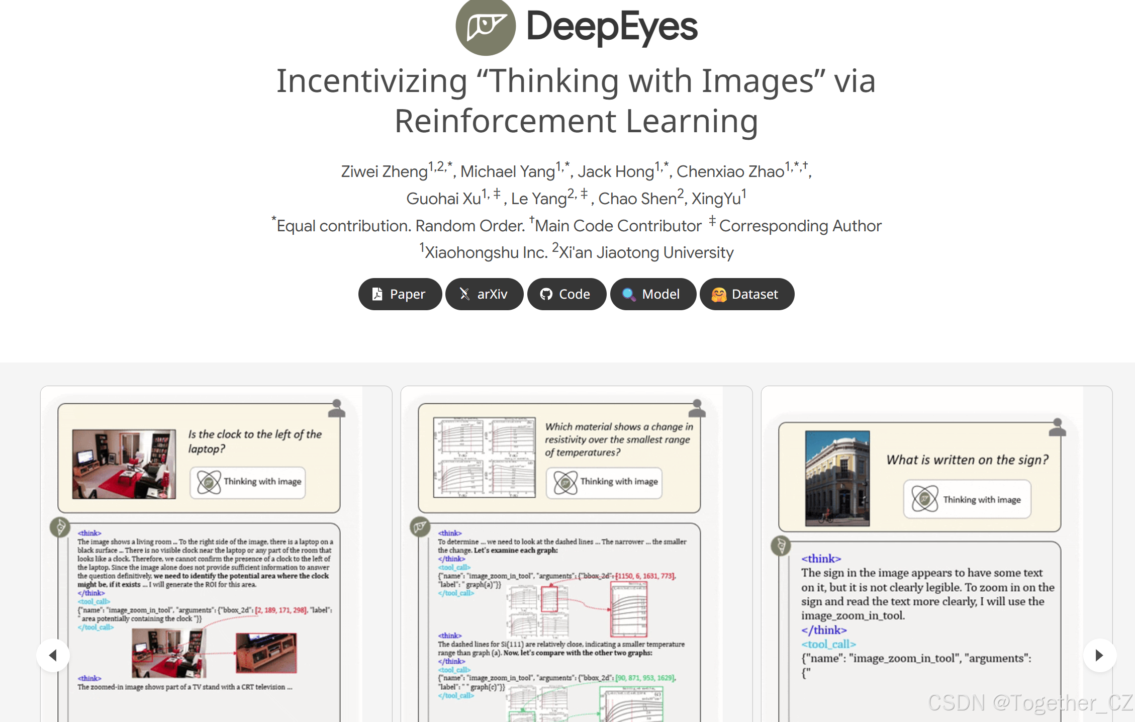 DeepEyes: Incentivizing “Thinking with Images”via Reinforcement Learning——通过强化学习激励“用图像思考”-CSDN博客