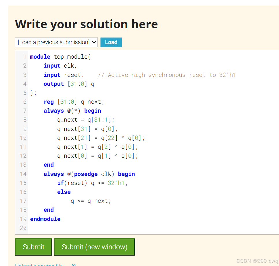 HDLbits练习20 - 32-bit LFSR ( Lfsr32 )_32bit lfsr-CSDN博客