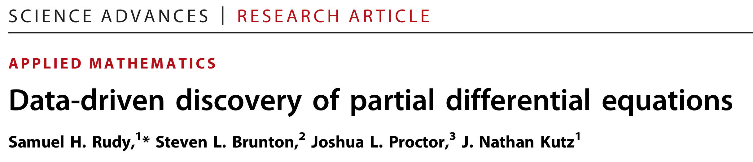 经典论文 Science子刊（2017年）：数据驱动的偏微分方程发现（Data-driven discovery of partial differential equations）-CSDN博客