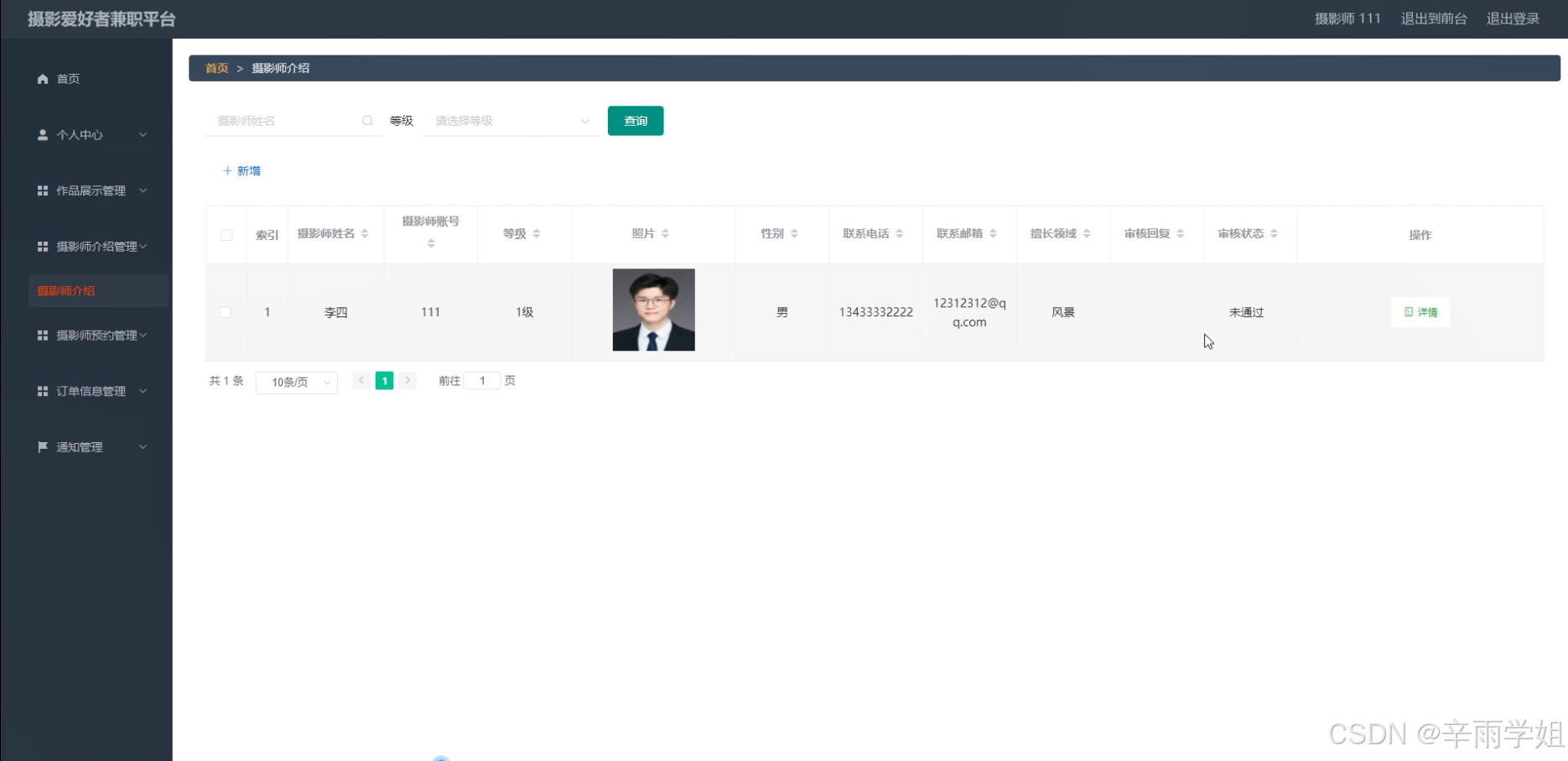 Java计算机毕业设计摄影爱好者兼职平台（开题程序论文） Csdn博客