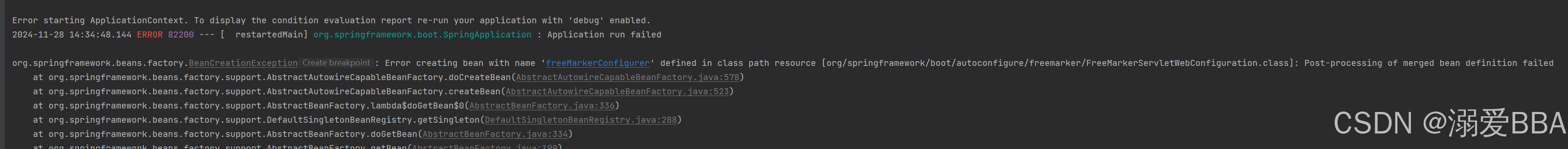 springboot3.x启动提示Error creating bean with name ‘freeMarkerConfigurer‘_error creating bean with ...