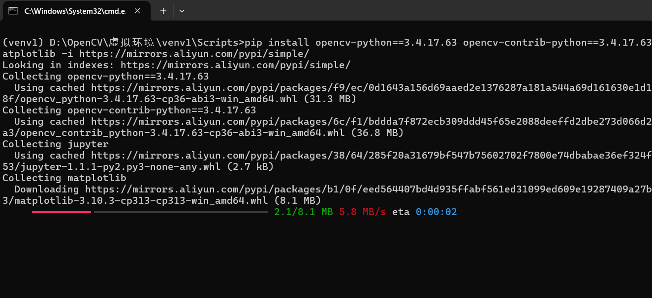 Python 用虚拟环境安装OpenCV_虚拟环境安装opencv-python-CSDN博客