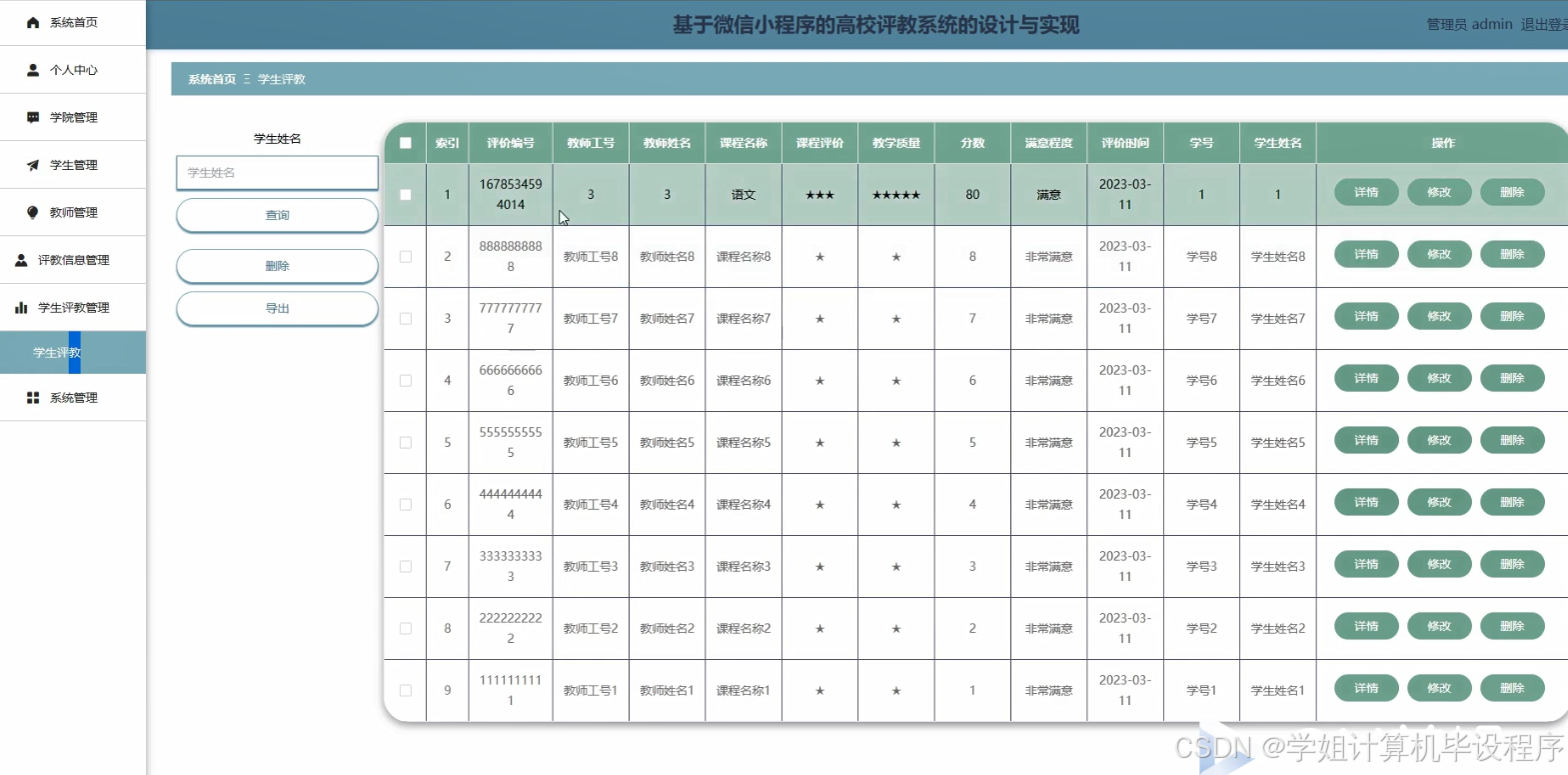 【开题报告】基于springbootvue基于微信小程序的高校评教系统的设计与实现(程序源码论文 计算机毕业设计大学学生评教原型 Csdn博客