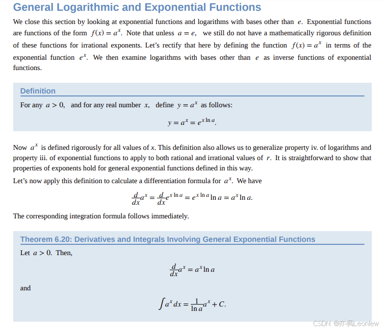 微积分复习笔记 Calculus Volume 1 - 6.7 Integrals, Exponential Functions, and Logarithms-CSDN博客