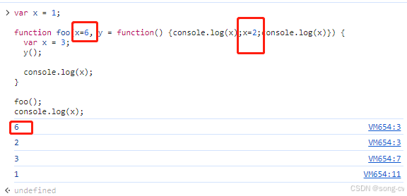 一道八股文 var x = 1；function foo(x, y = function() {x=2}) { var x = 3； y()；console.log(x)；_var x = 1 ...