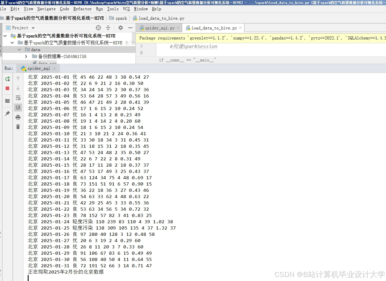 计算机毕业设计hadoopsparkhive空气质量预测系统 空气质量大数据分析可视化 大数据毕业设计源码lw文档ppt讲解hadoophive数据分析综合案例 Csdn博客
