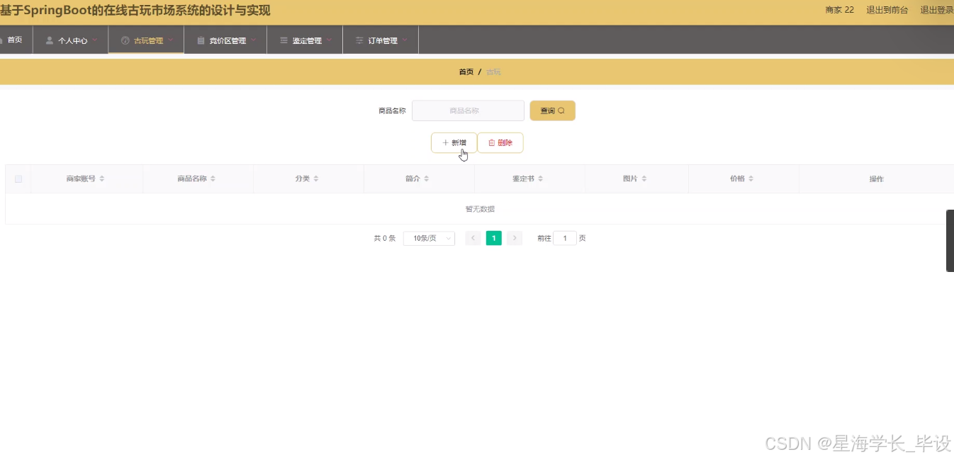 基于nodejsvue基于springboot的在线古玩市场系统的设计与实现 开题源码程序论文 计算机毕业设计 Csdn博客