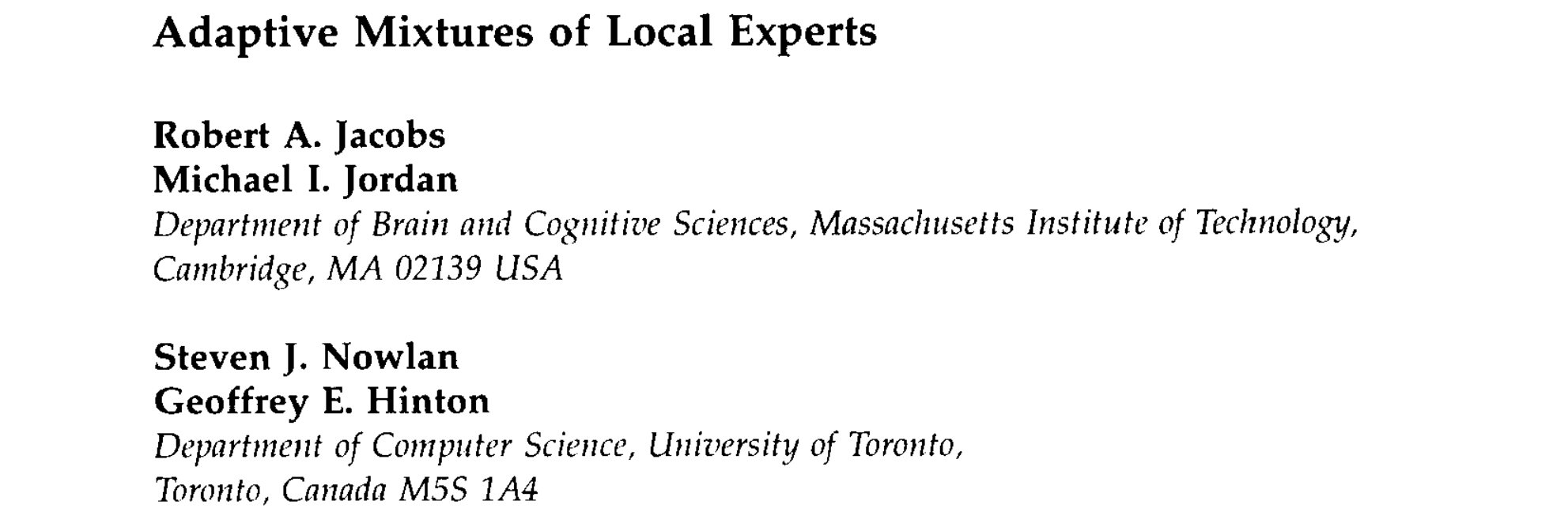 MoE开山之作（1991年）——Adaptive Mixtures of Local Experts-CSDN博客