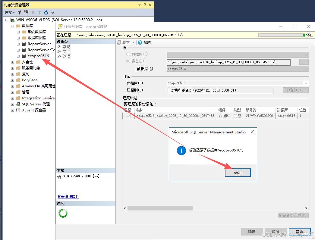 【SQL Server 2016恢复】SSMS（SQL Server Management Studio） 里通过服务器本地 .bak 文件还原SQL Server数据库_20251230 ...