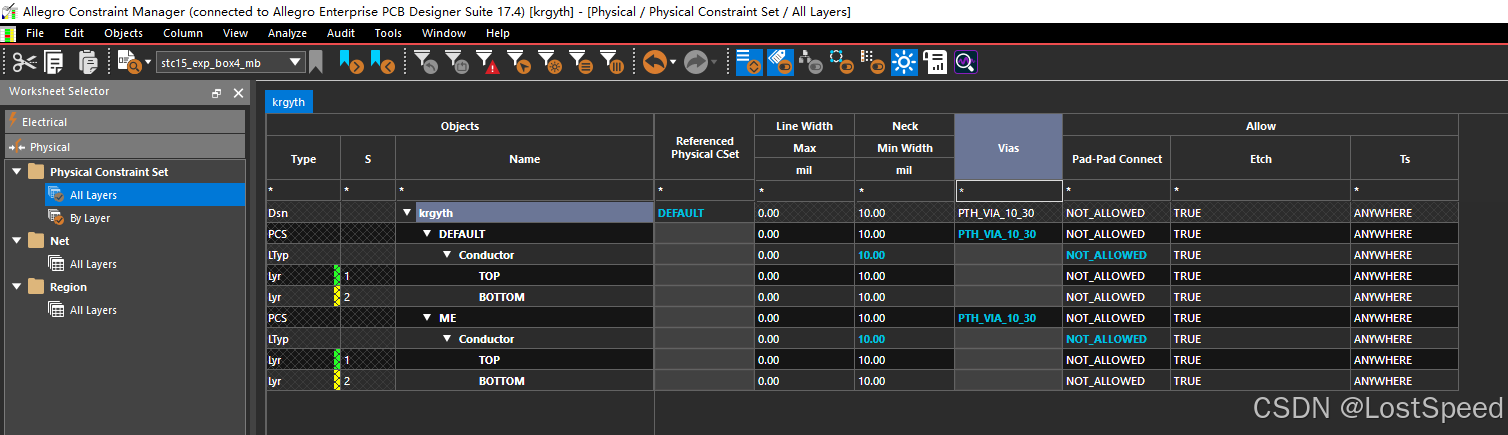 cadence SPB17.4 - allegro - Constraints Manager - show all Column_allegro17.4 菜单栏不显示了-CSDN博客